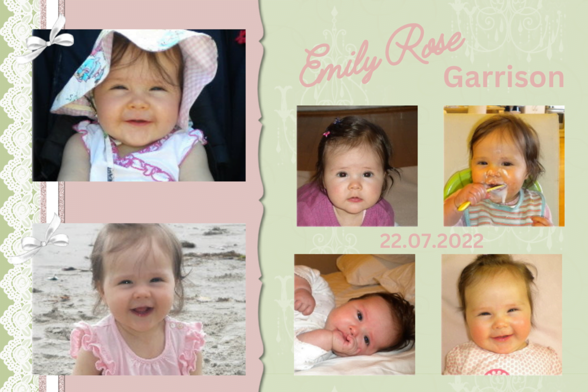 Beautiful Personalised keepsake collages for baby's 1st year.